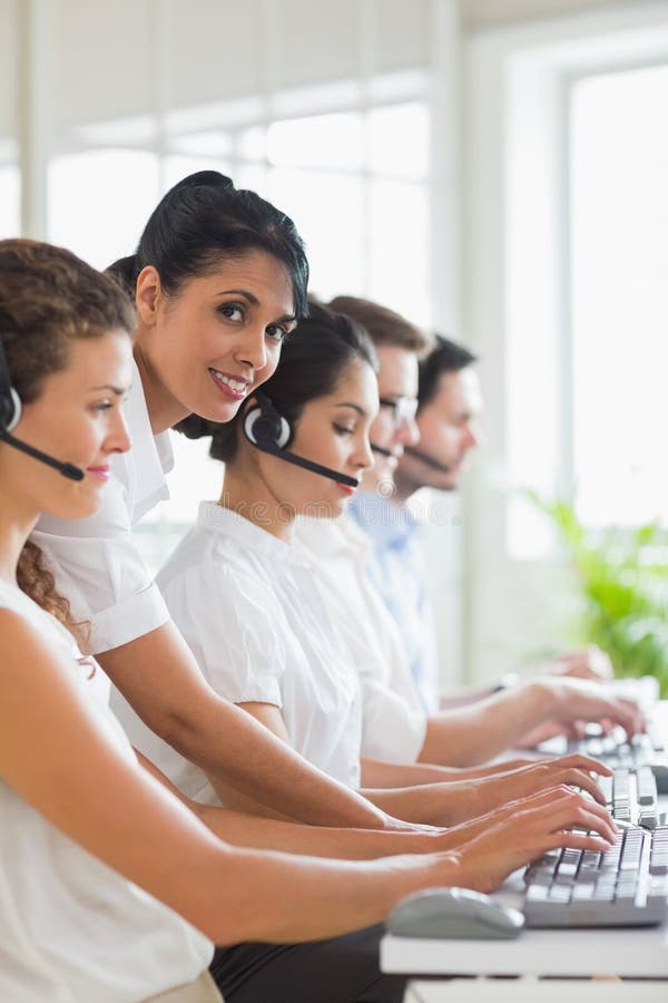 Manager Assisting Staffs in Call Center Stock Photo - Image of working ...