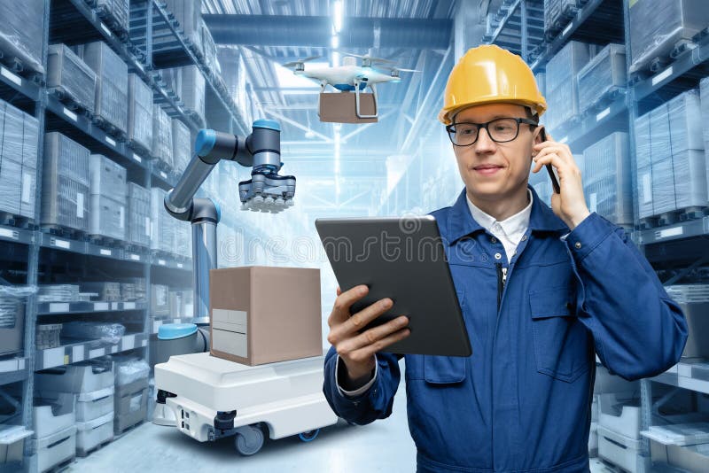 Manager in an Automated Warehouse Stock Image - Image of shipping ...
