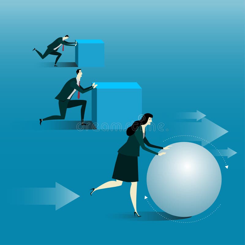 Manager Be Rolling a Ball or Attempt an Uphill Task Stock Vector ...