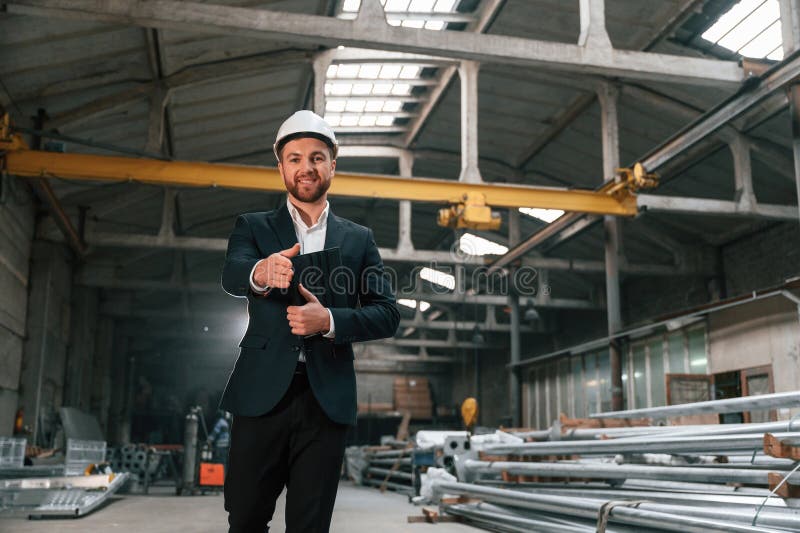 Manager in Black Formal Wear at the Factory Stock Image - Image of ...