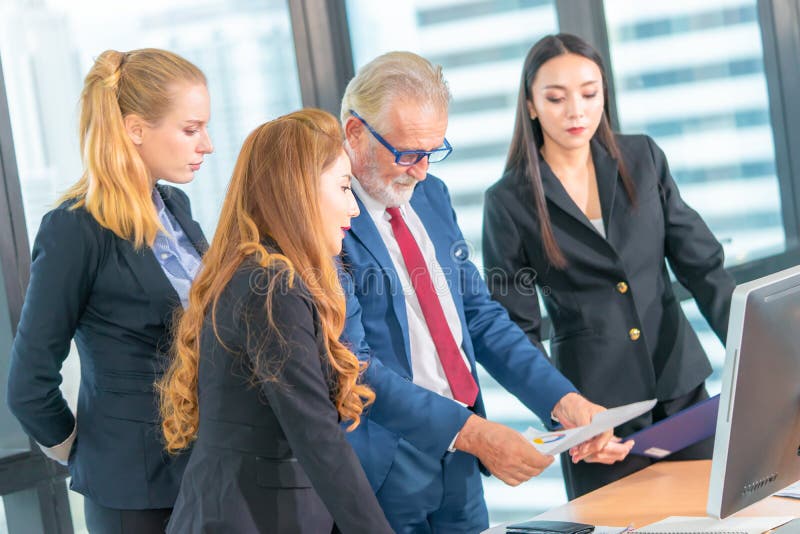 Manager Boss Helping and Teaching Her Officer in Office Stock Photo ...