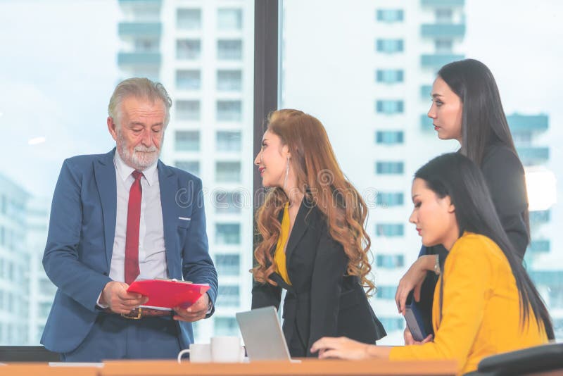 Manager Boss Helping and Teaching Her Officer in Office Stock Photo ...