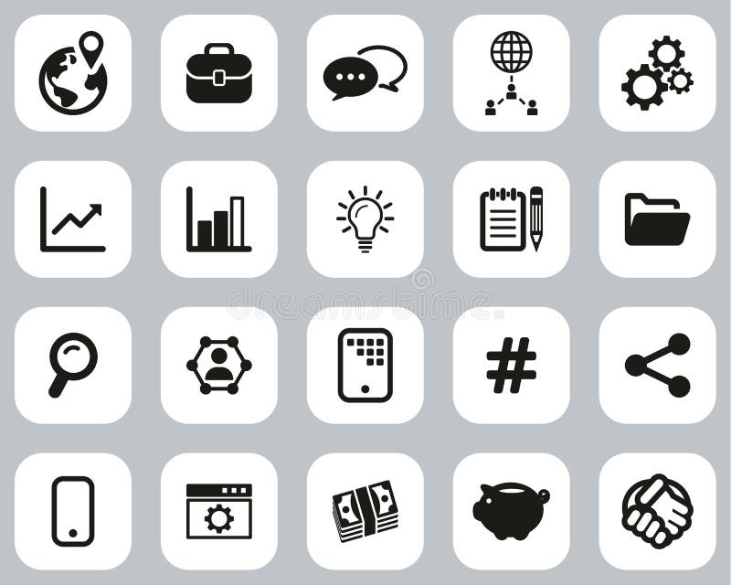 Manager or Business Manager Icons Black & White Flat Design Set Big ...