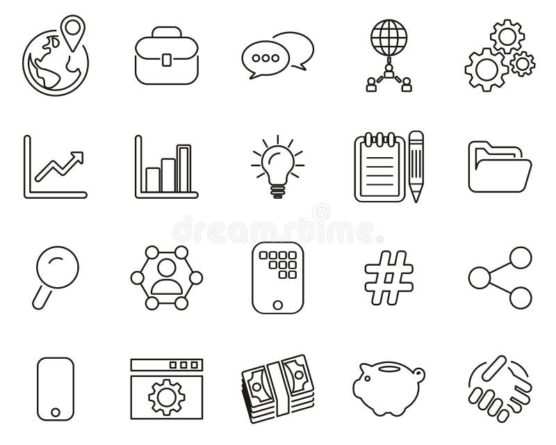 Manager or Business Manager Icons Black & White Thin Line Set Big Stock ...