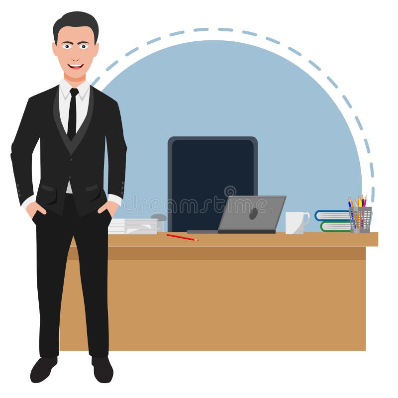 Manager or Businessman Stand Near Table in a Office Stock Vector ...