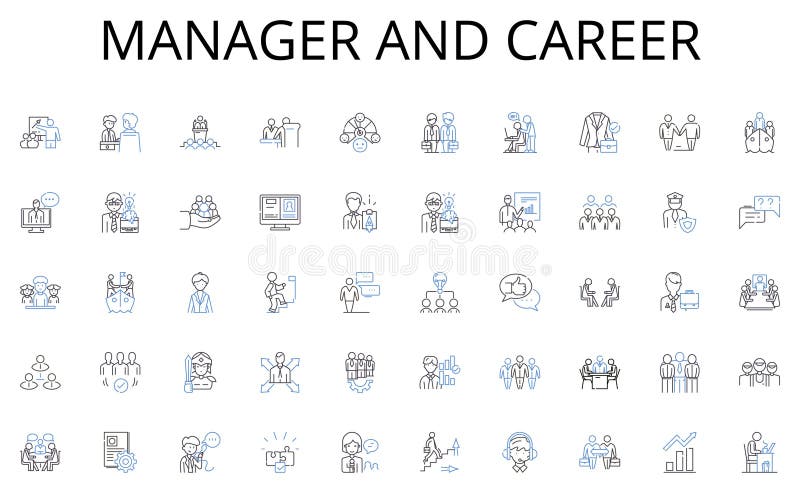 Manager and Career Line Icons Collection. Statistics, Analysis, Figures ...