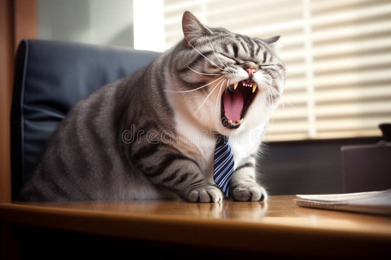 Manager cat is angry stock illustration. Illustration of mischief ...