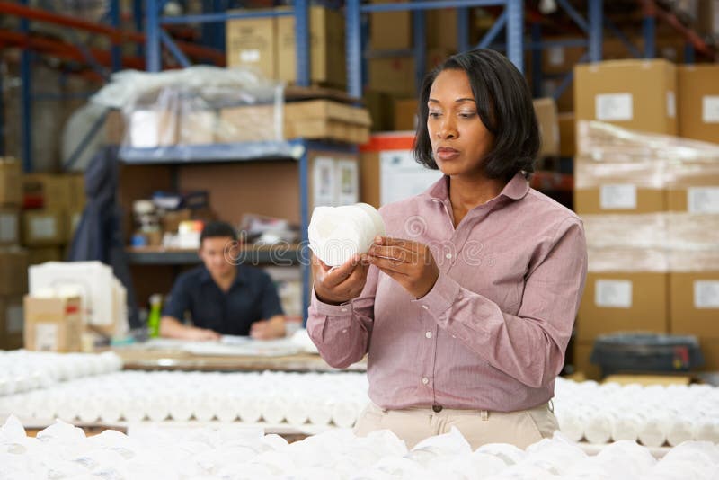 Manager Checking Goods on Production Line Stock Image - Image of ...