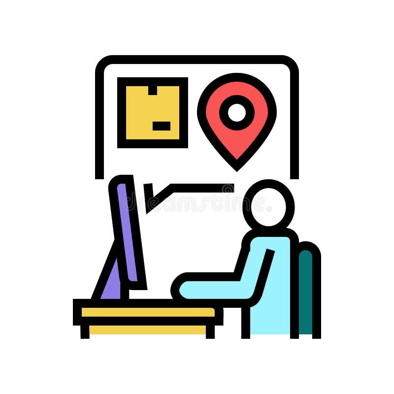 Manager Checking Order Location Color Icon Vector Illustration Stock ...