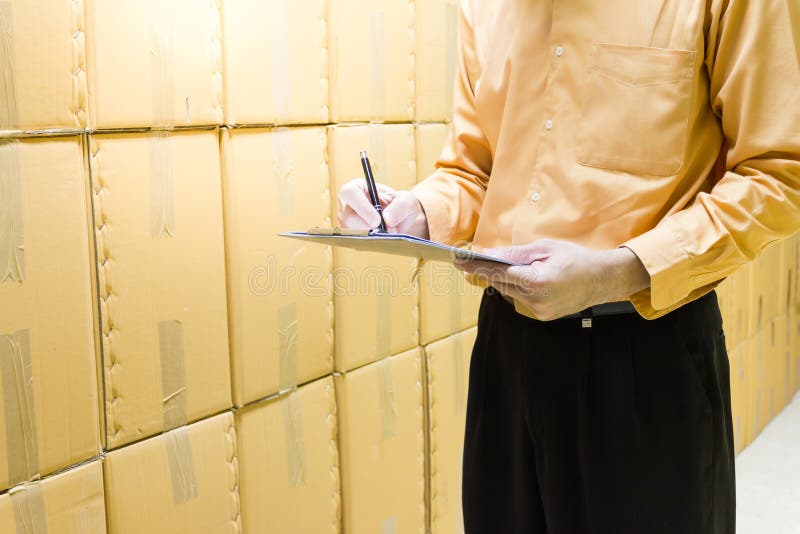 Manager Checking Stock Products in Warehouse. Stock Image - Image of ...