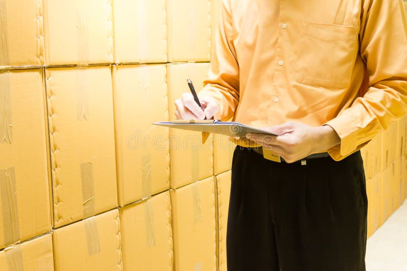 Manager Checking Stock Products in Warehouse. Stock Photo - Image of ...