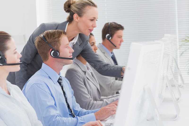 Manager Checking the Work of the Staff Stock Image - Image of coworkers ...