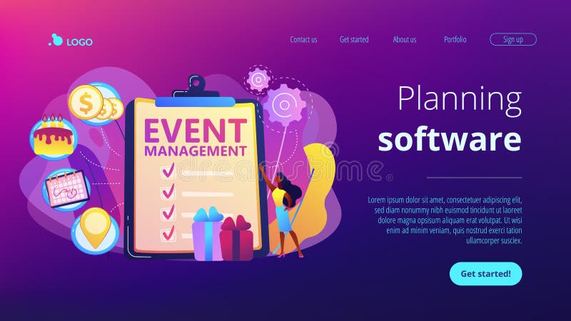 Event Management Concept Landing Page. Stock Vector - Illustration of ...