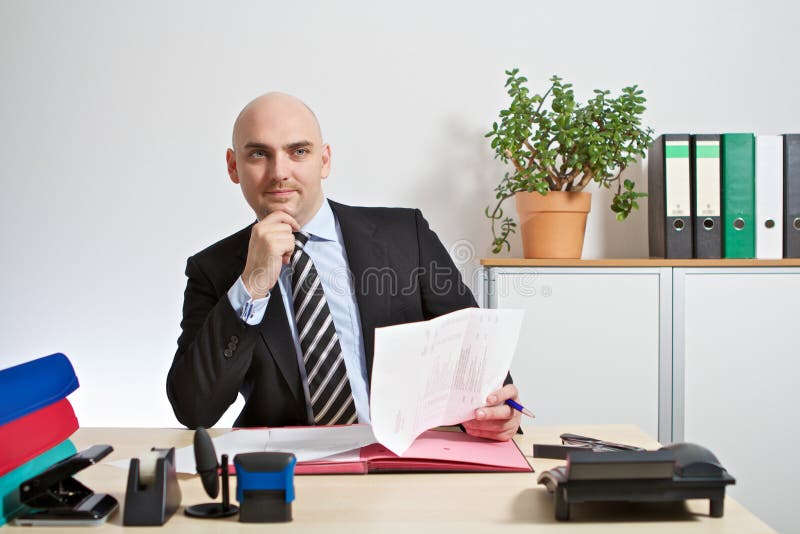 Manager checks an offer stock photo. Image of success - 68490160