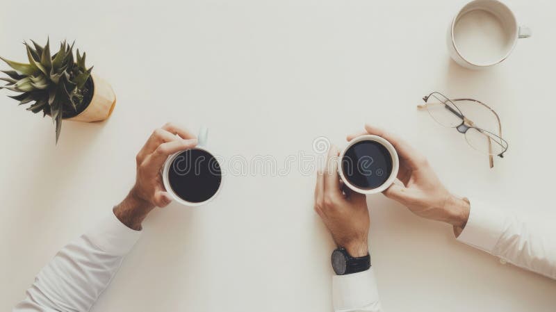Manager and Client Discussing a Contract Over Coffee in a Casual ...