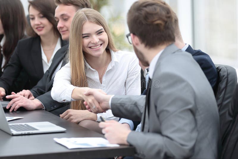 Manager and Client Greet Each Other with a Handshake Stock Photo ...