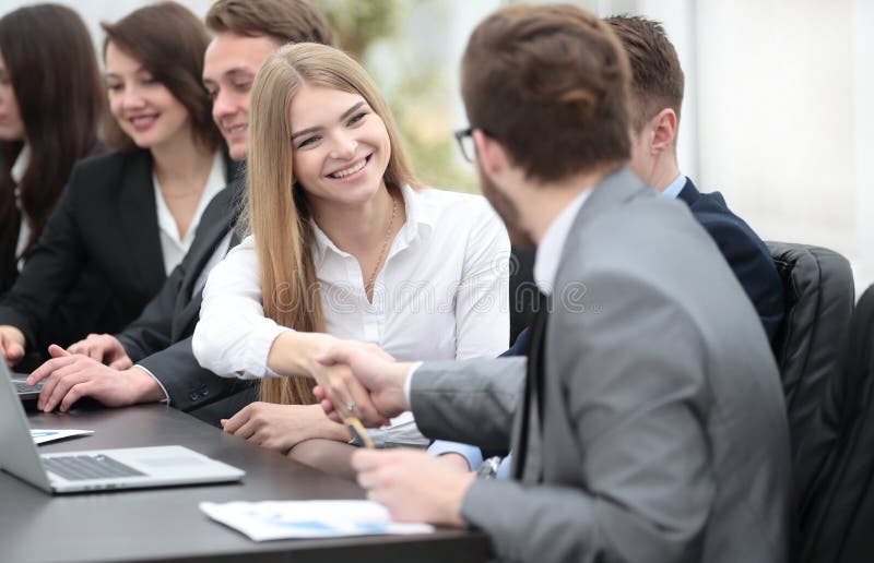Manager and Client Greet Each Other with a Handshake Stock Image ...