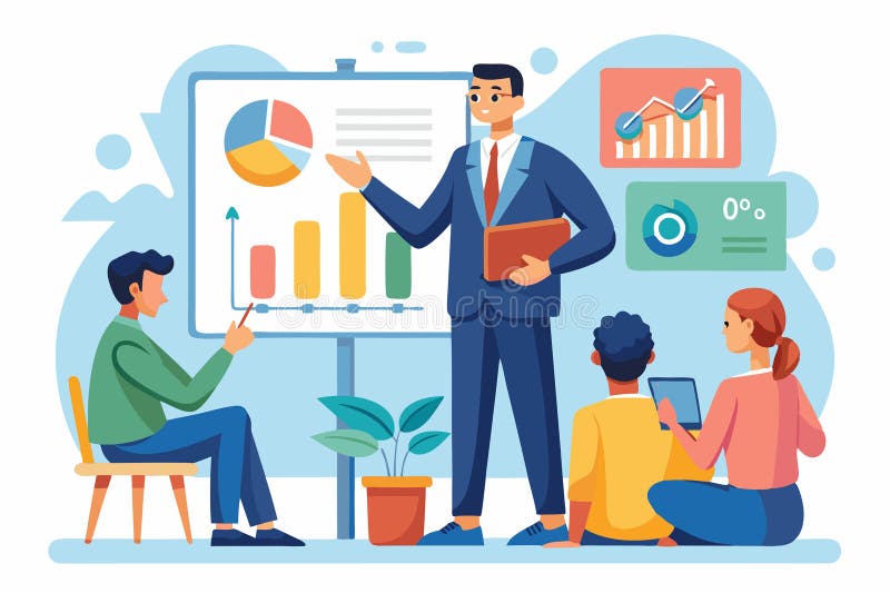 A Manager Coach Presents Data Trends To a Small Group in a Training ...