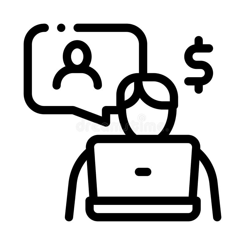 Manager Communicate with Customer Icon Vector Outline Illustration ...