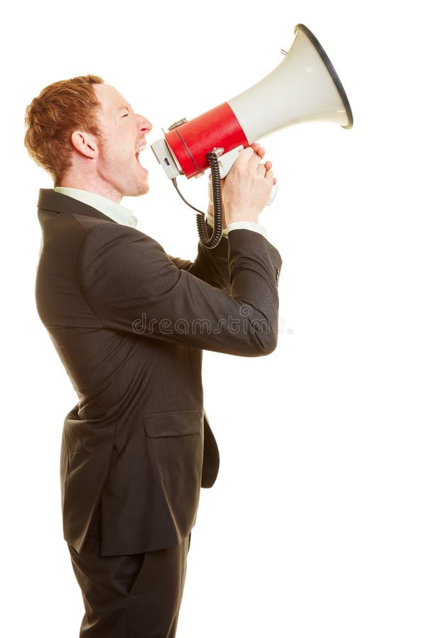 Manager Communicating with a Megaphone Stock Photo - Image of anger ...