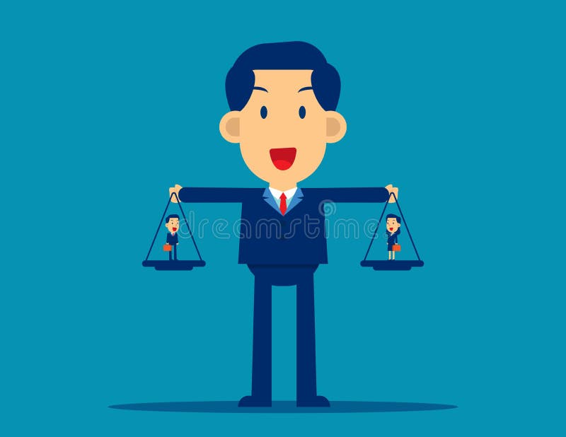 Manager Comparing Two Employees. Concept Business Office Vector ...