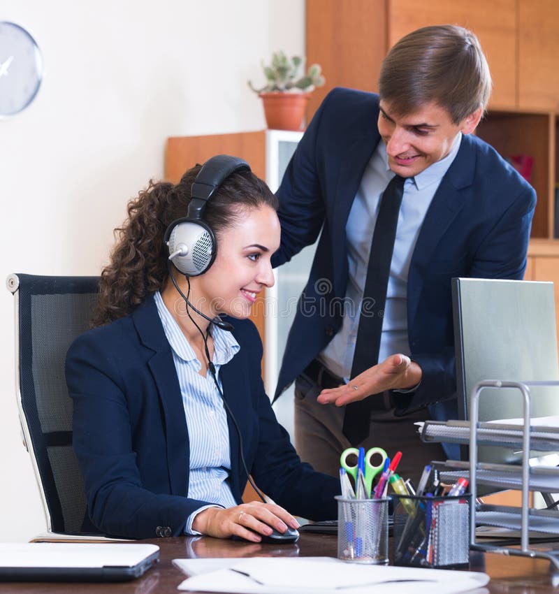 Manager Consulting Call Center Operator in Office Stock Image - Image ...