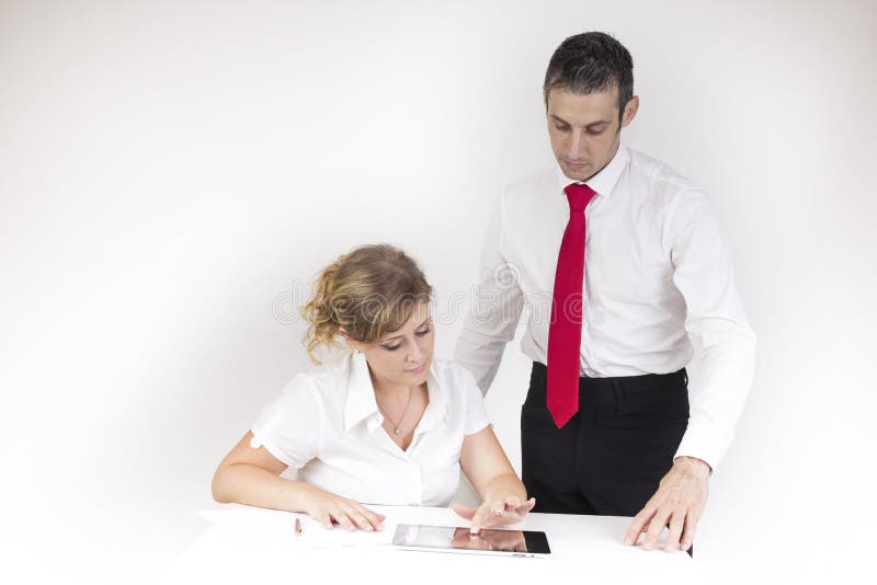 Manager Controls the Secretary Stock Image - Image of desk, furniture ...