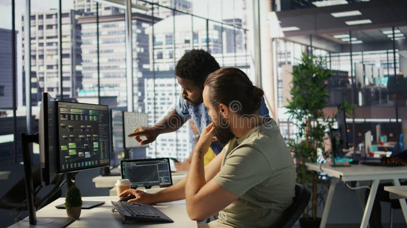 Team Leader Supervising it Staff Member Optimizing Code Stock Image - Image of optimizing ...