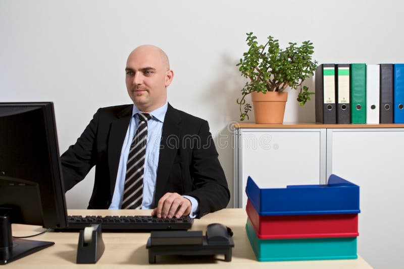 Manager Creates a Spreadsheet on the Computer Stock Photo - Image of ...