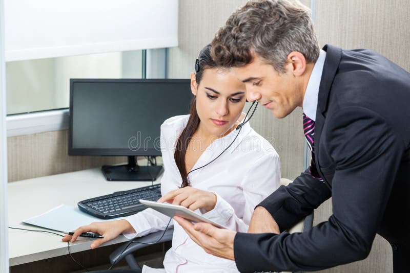 Manager and Customer Service Agent Using Tablet Stock Photo - Image of ...