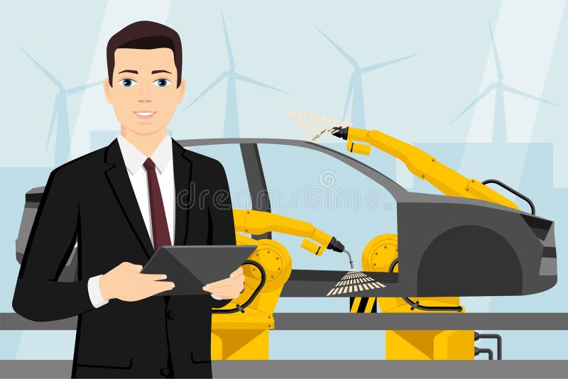 A Manager with a Digital Tablet. Smart Factory. Stock Vector ...