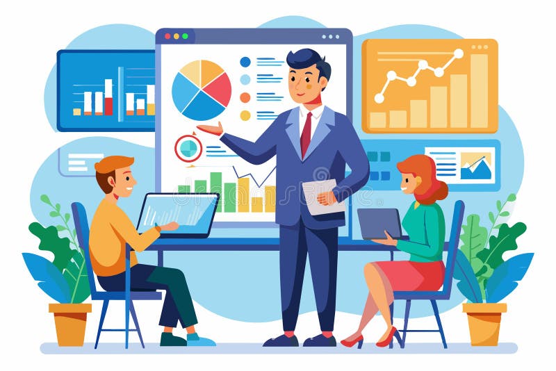 A Manager Discusses Business Analysis Findings with Team Members, Using ...