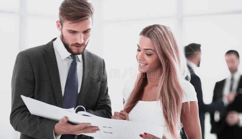 Manager Discussing with the Client the Business Document Stock Photo ...