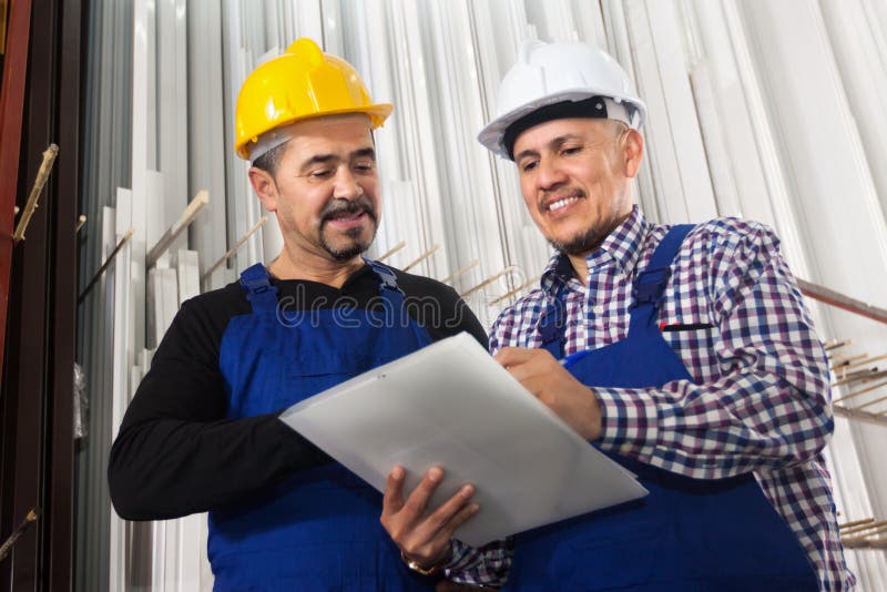 Manager Discussing Job at PVC Windows Factory Stock Photo - Image of ...
