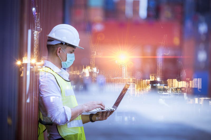 Manager and Dock Worker Under Discussion about Dock Container Shipping ...