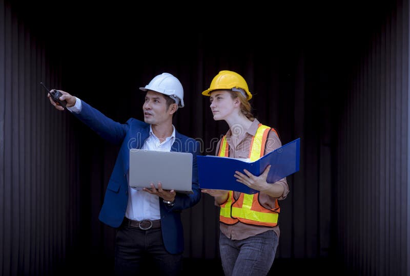 Manager and Dock Worker Under Discussion about Dock Container Shipping ...
