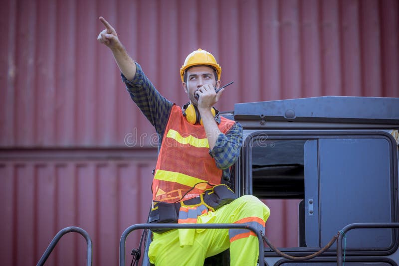 Manager and Dock Worker Under Discussion about Dock Container Shipping ...