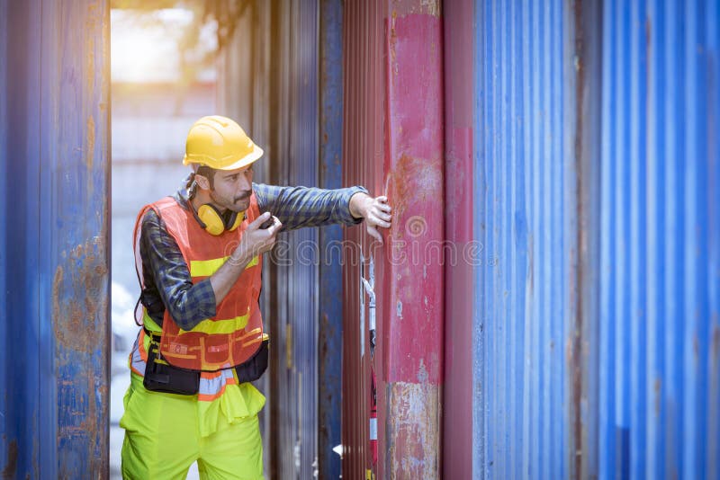 Manager and Dock Worker Under Discussion about Dock Container Shipping ...