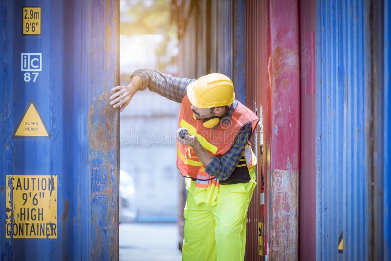 Manager and Dock Worker Under Discussion about Dock Container Shipping ...
