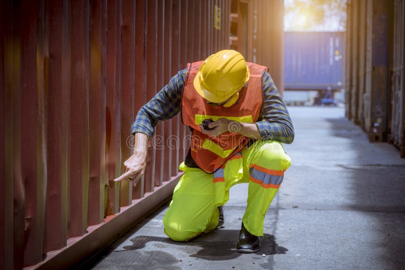 Manager and Dock Worker Under Discussion about Dock Container Shipping ...
