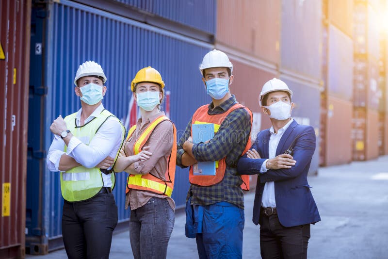 Manager and Dock Worker Under Discussion about Dock Container Shipping ...