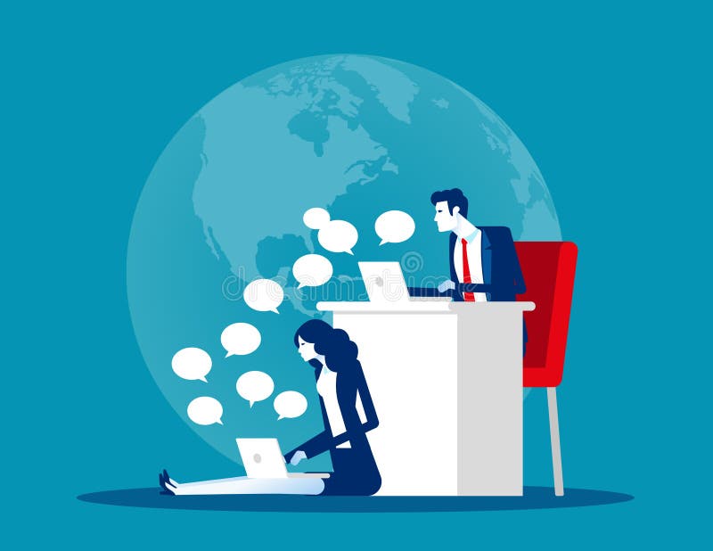 Manager and Employe Communication with Social Media. Office Message ...