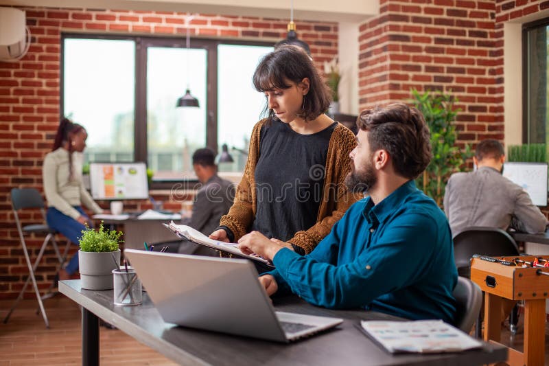 Manager and Employee Discuss in Office Stock Image - Image of business ...