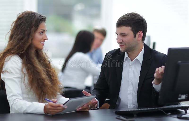 Manager and Employee Discuss Work Problem Stock Photo - Image of ...