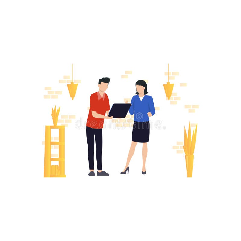 The Manager and Employee Discussing about Work Stock Vector ...