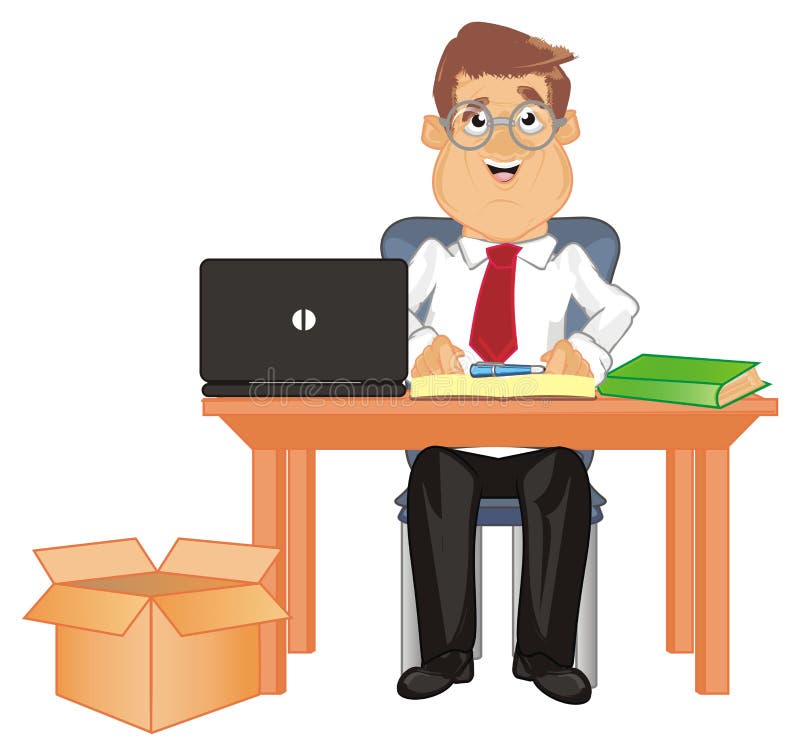 Manager with empty box stock illustration. Illustration of cartoon ...