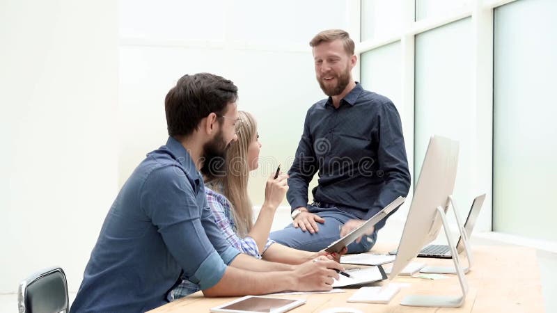 Manager Explaining Current Tasks To Employees. Close Up. Stock Footage ...