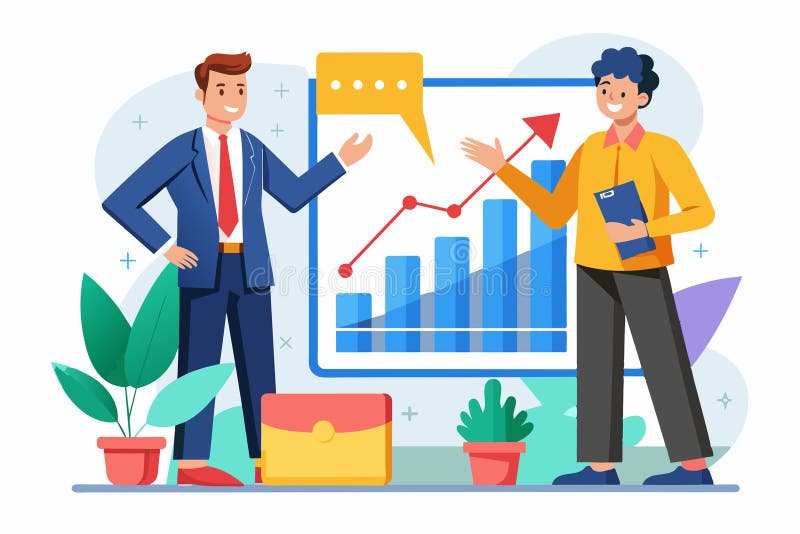 A Manager is Explaining Growth Charts To a Colleague, Highlighting ...