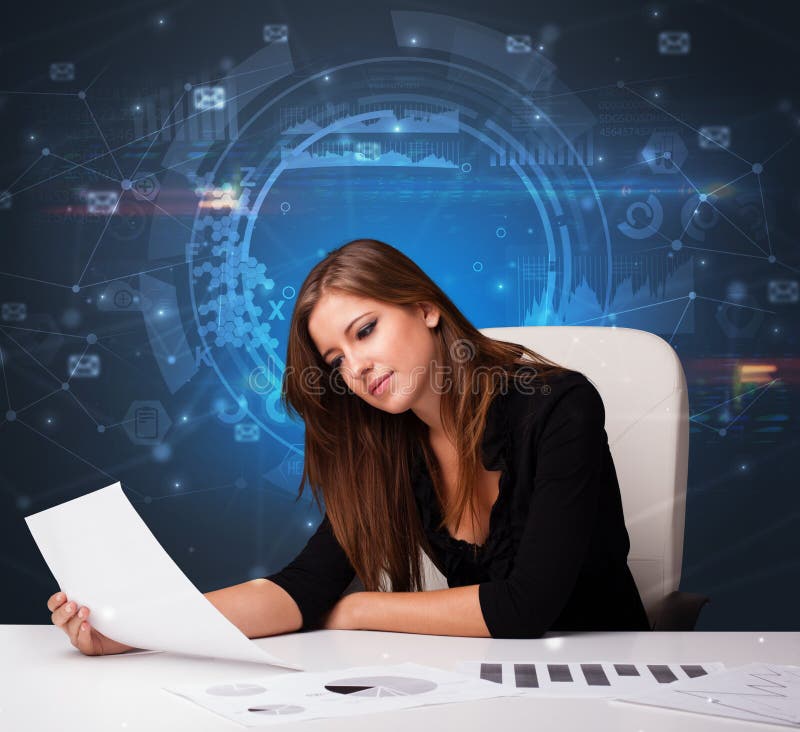 Manager in Front of the Office Desk with Communication Concept Stock ...