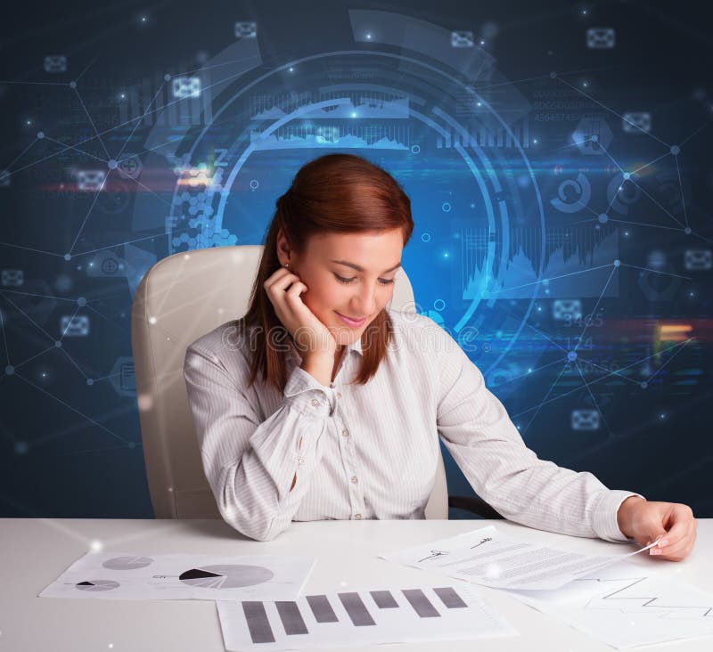 Manager in Front of the Office Desk with Communication Concept Stock ...